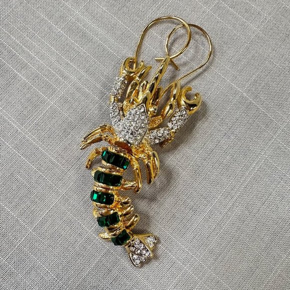 Jewelry | Vintage Articulated Lobster Crayfish Emerald And Clear ...